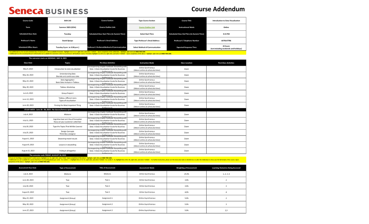 Course Details - Course Addendum Course Code BAN 140 Course Section ...
