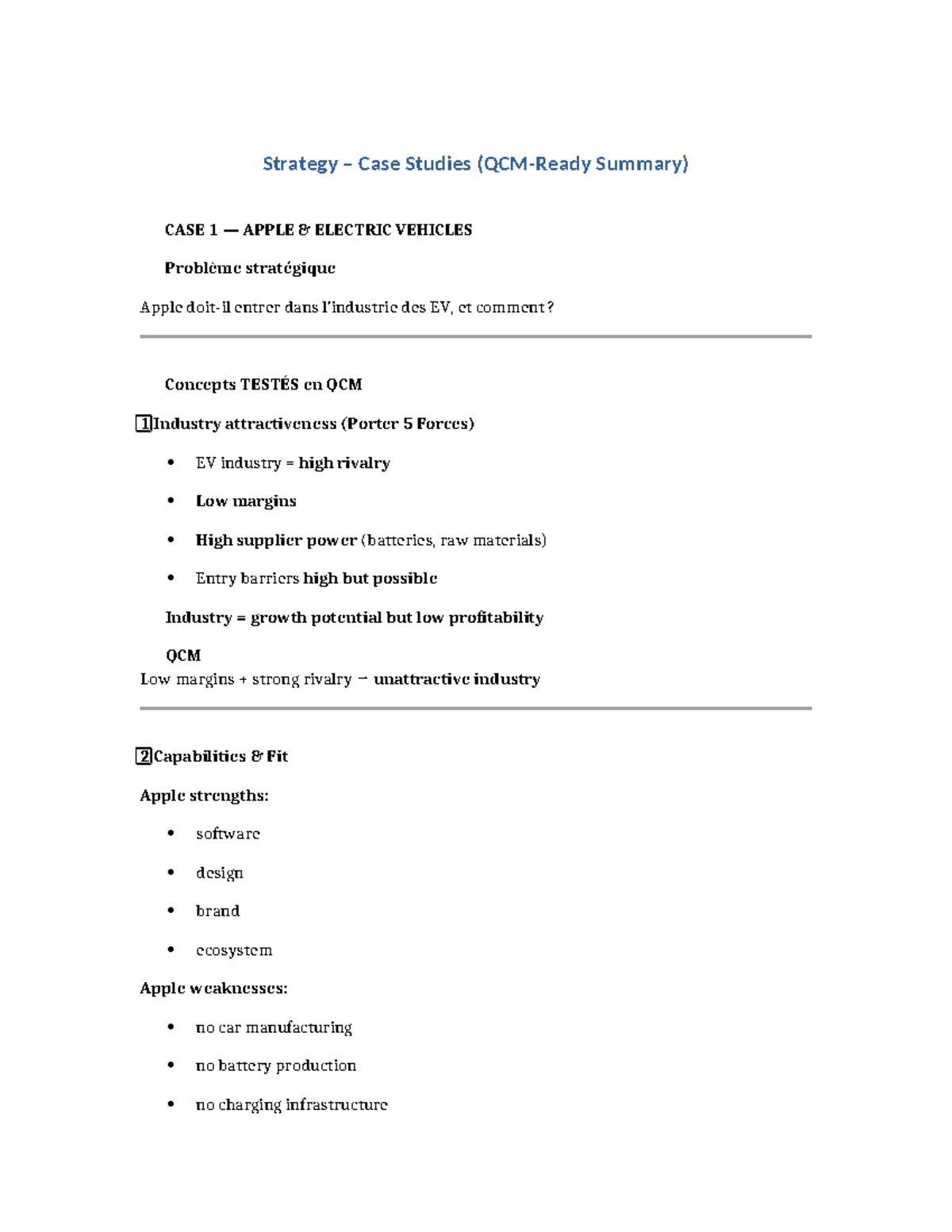 Strategy Case Studies QCM Summary: Apple, Bioderma, Marvel - Studocu