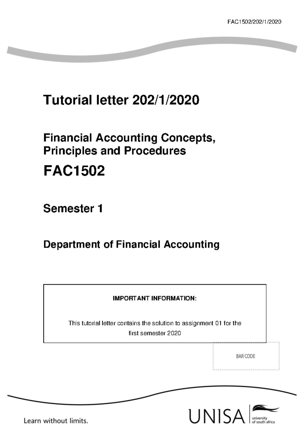 FAC1502 2020 TL 202 1 B - Assignment 2 solution - Warning: TT ...