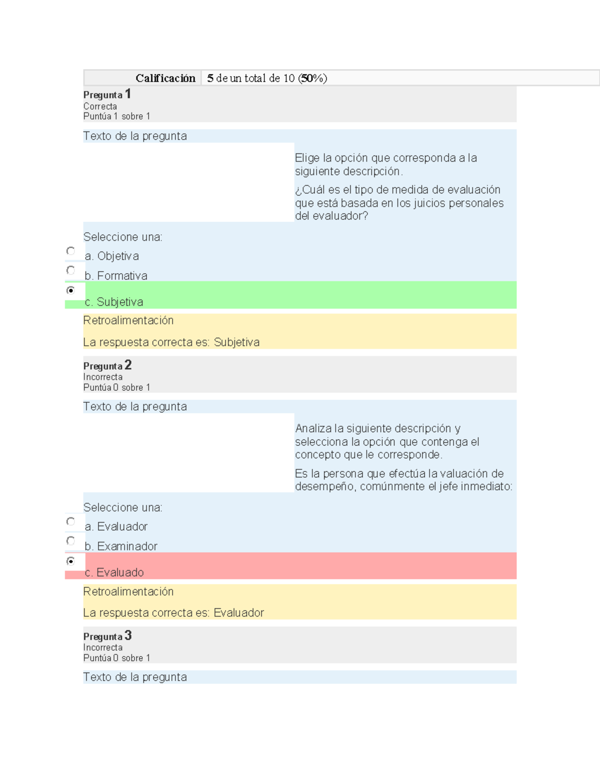Examen 1 - Evaluación del Desempeño: Preguntas y Respuestas - Studocu