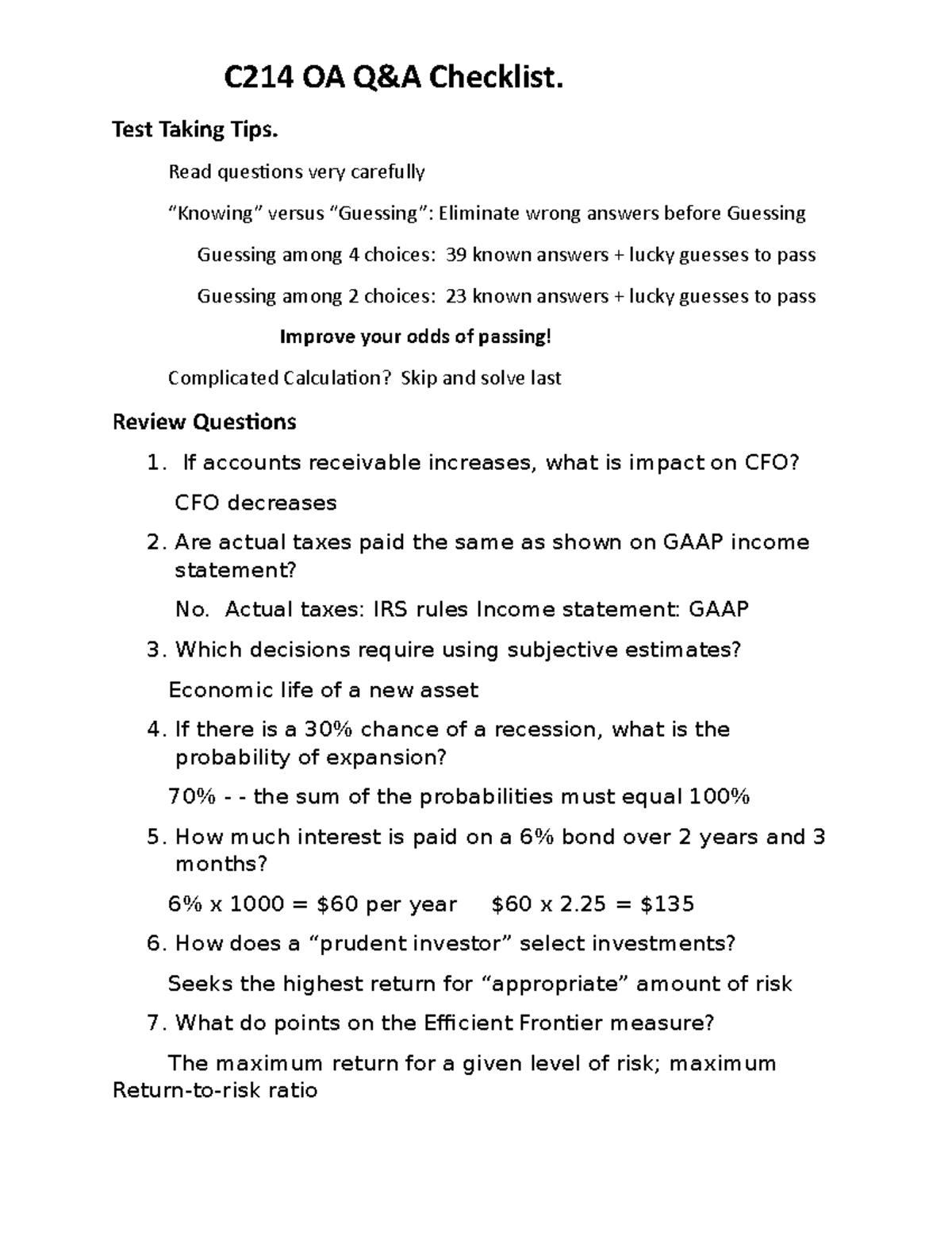 C214 - Evaluation Tips & Review Qs for Success - Studocu