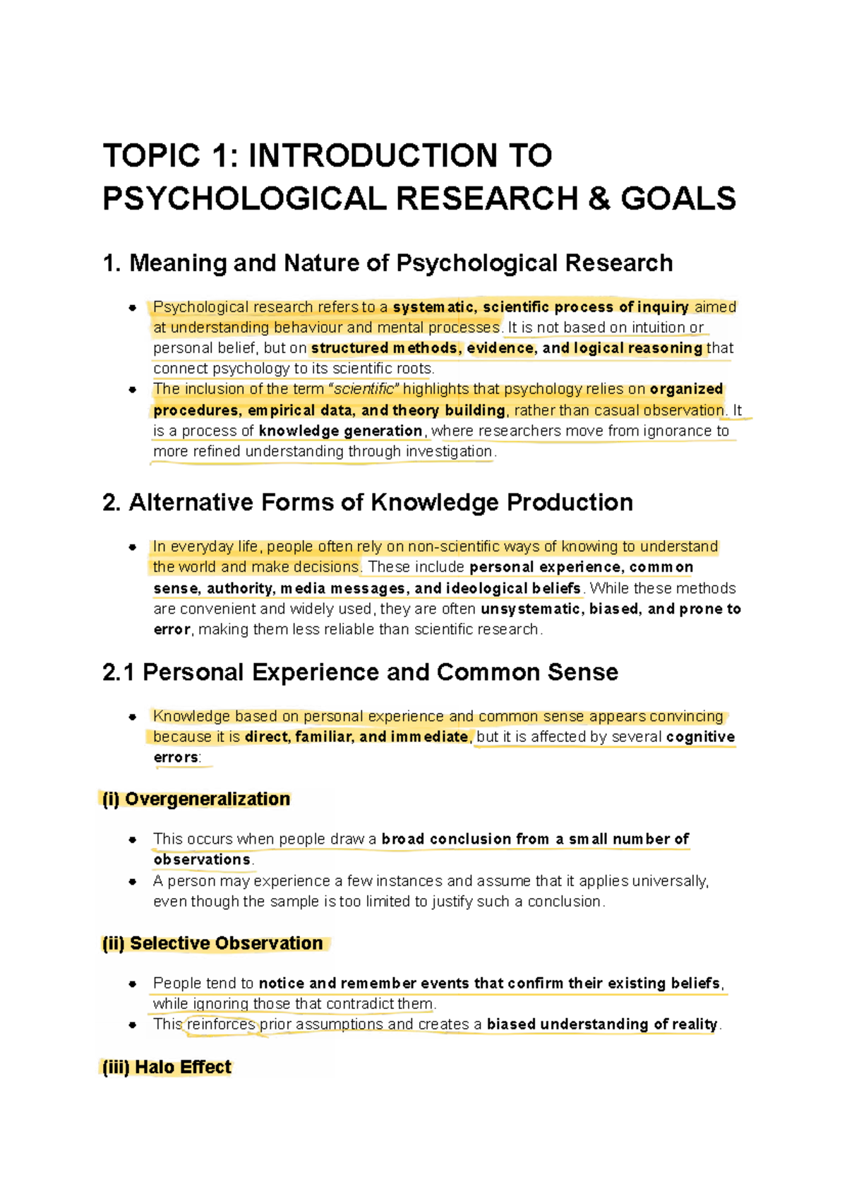 DSE Unit 1: Exam Format Notes on Psychological Research Methods - Studocu