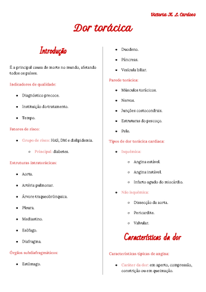 Cardiologia - Dor toracica - Tipos de dor torácica A: Definitivamente ...