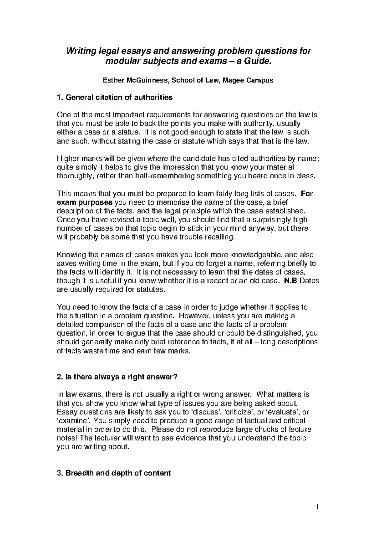 Answering law questions - Writing legal essays and answering problem ...