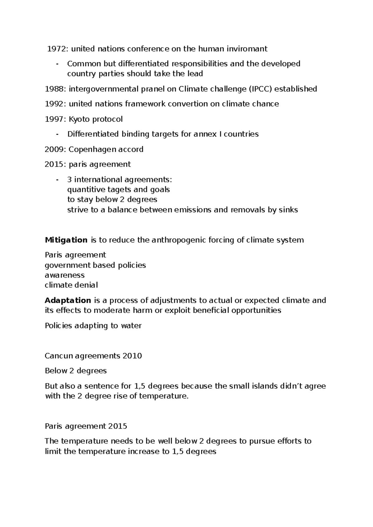 Aantekeningen: Global Water System & Climate Change (ENV 101) - Studeersnel