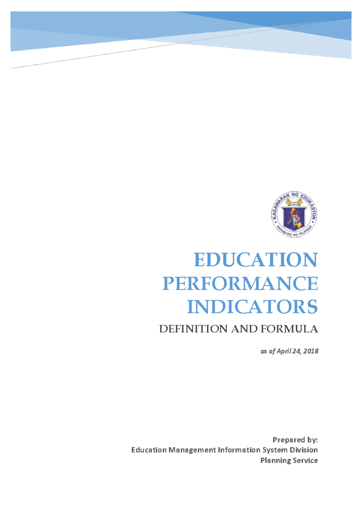 Performance Indicators Definitions & Formulas - April 2018 Review - Studocu