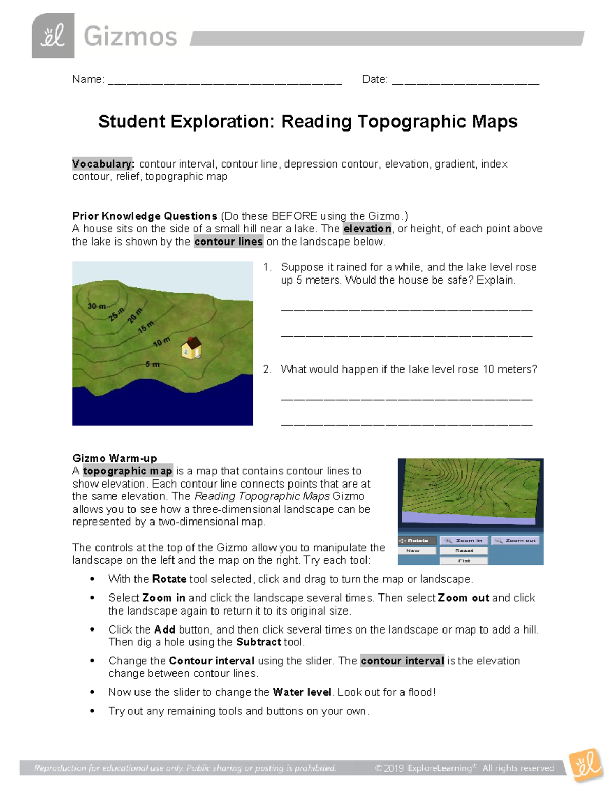 Reading Topographic Maps SE - Student Exploration Guide - Studocu
