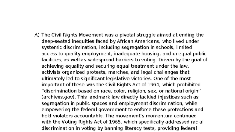 C963 Task 3: Civil Rights Movement & First Amendment Debates - Studocu