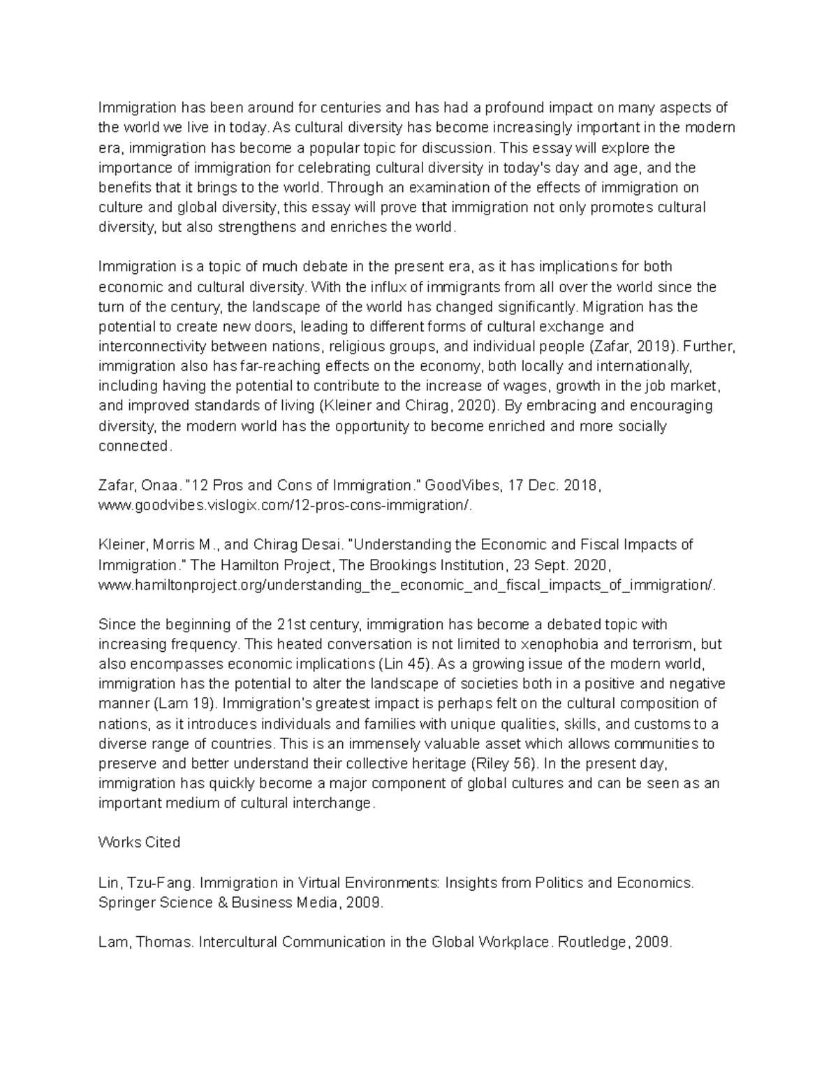 The Role of Immigration in Enhancing Cultural Diversity Today: A Study ...
