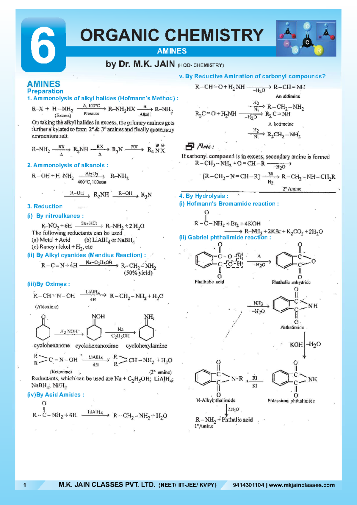 Amines in Organic Chemistry: Comprehensive Study Guide (KVPY) - Studocu