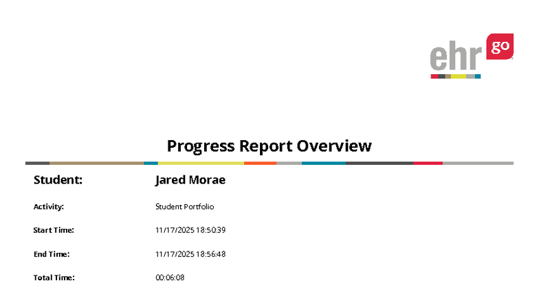 EHR Go #5: Progress Report & Student Portfolio Overview - Studocu