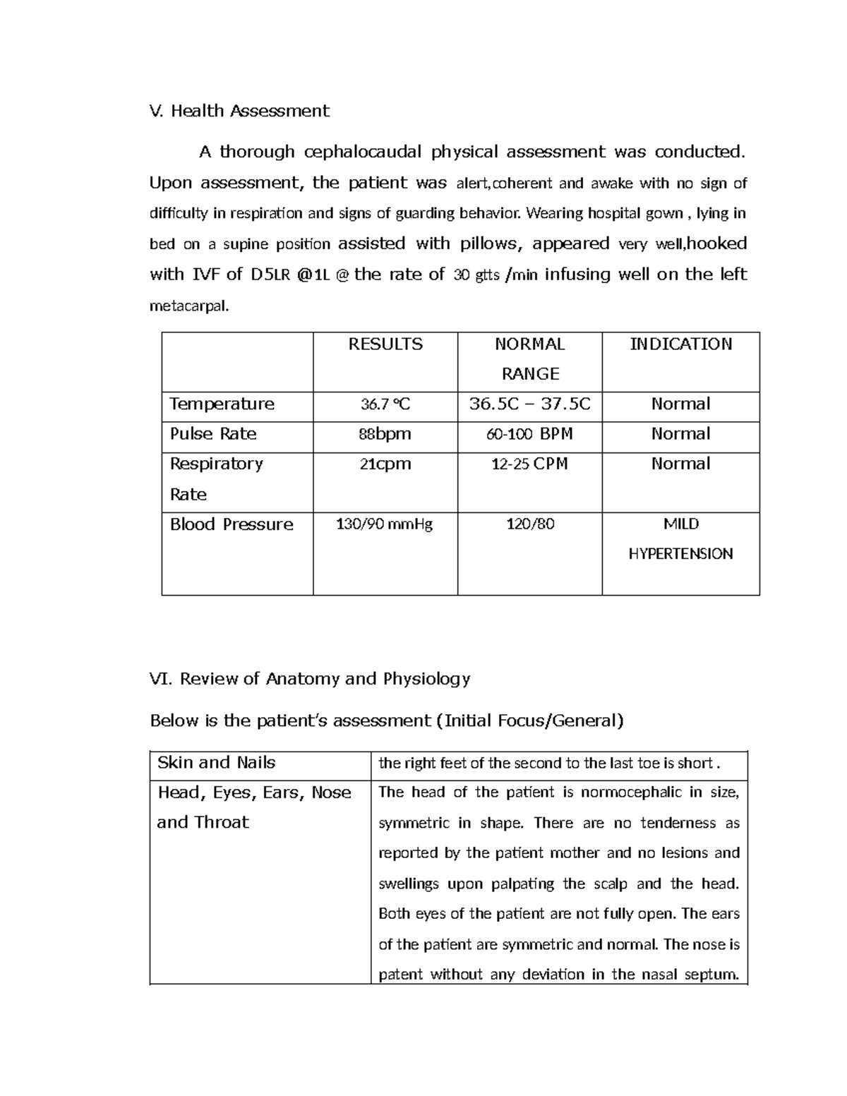Health Assessment (Montales) - Comprehensive Physical Exam Findings ...
