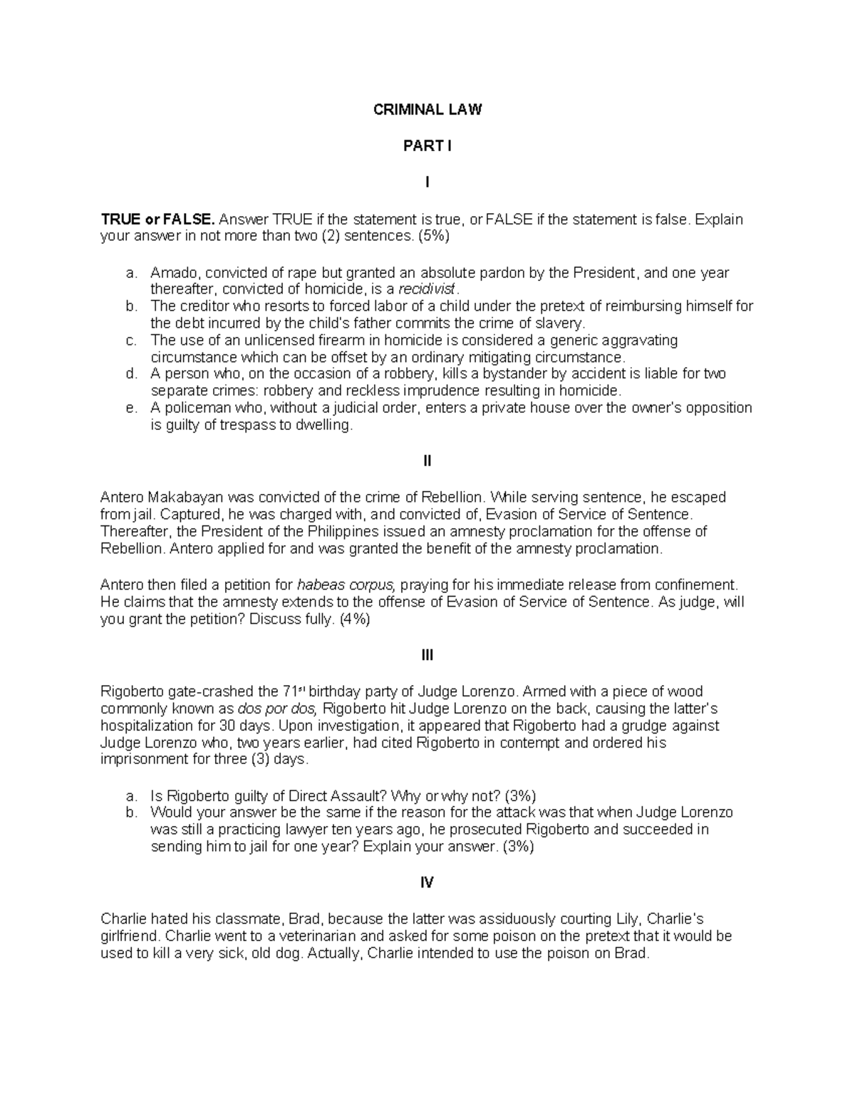 Criminal Law Q&A Guide: Key Principles and Case Analysis - Studocu