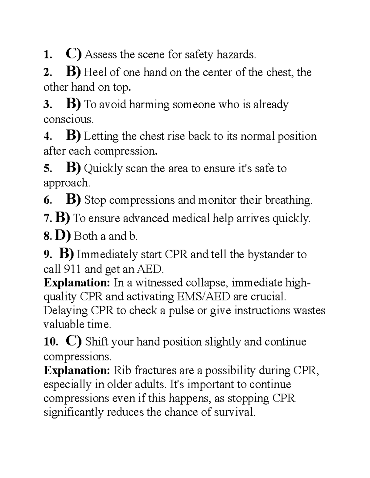 SET A answers chn rotational - 1. C) Assess the scene for safety ...