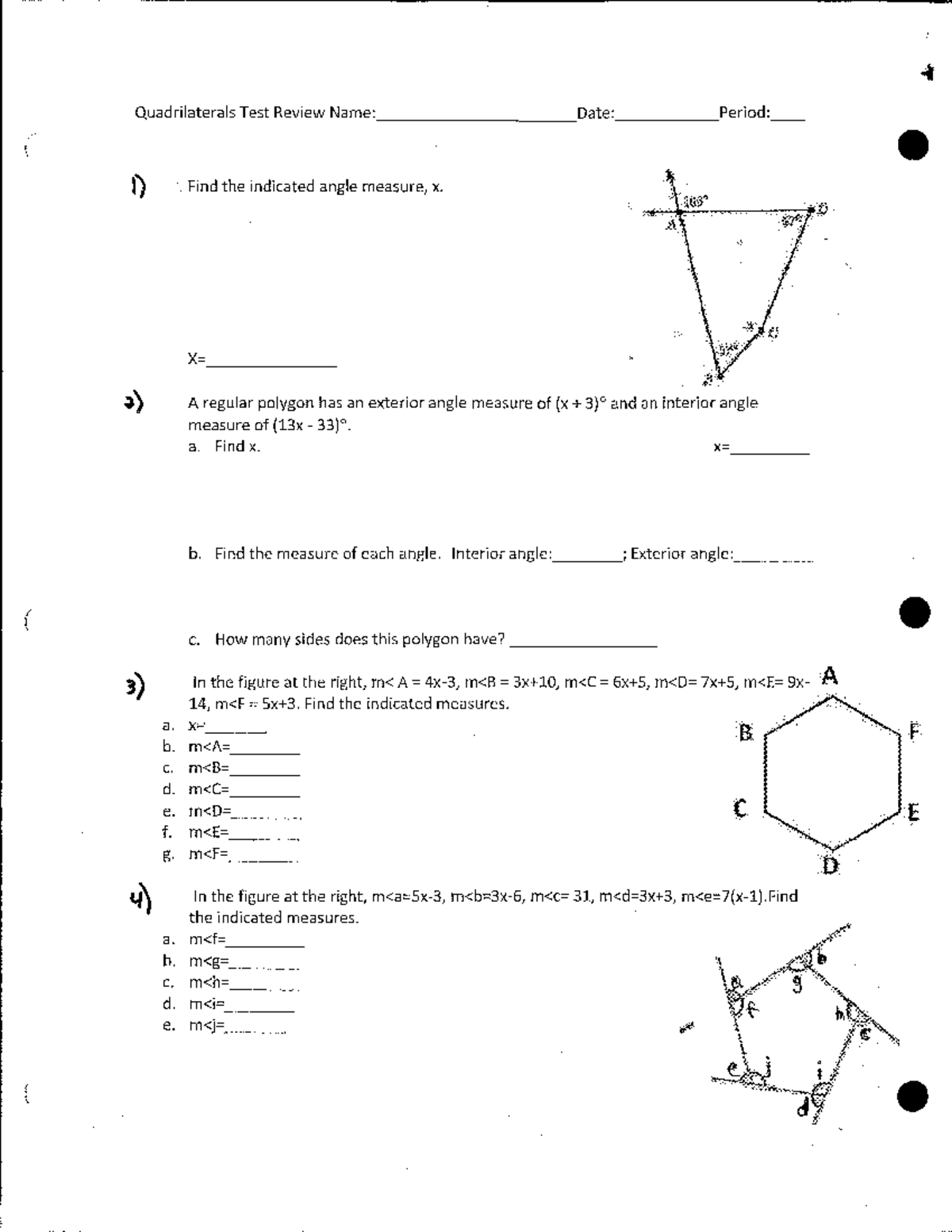 Quadrilaterals Review: Test Questions & Solutions - Studocu
