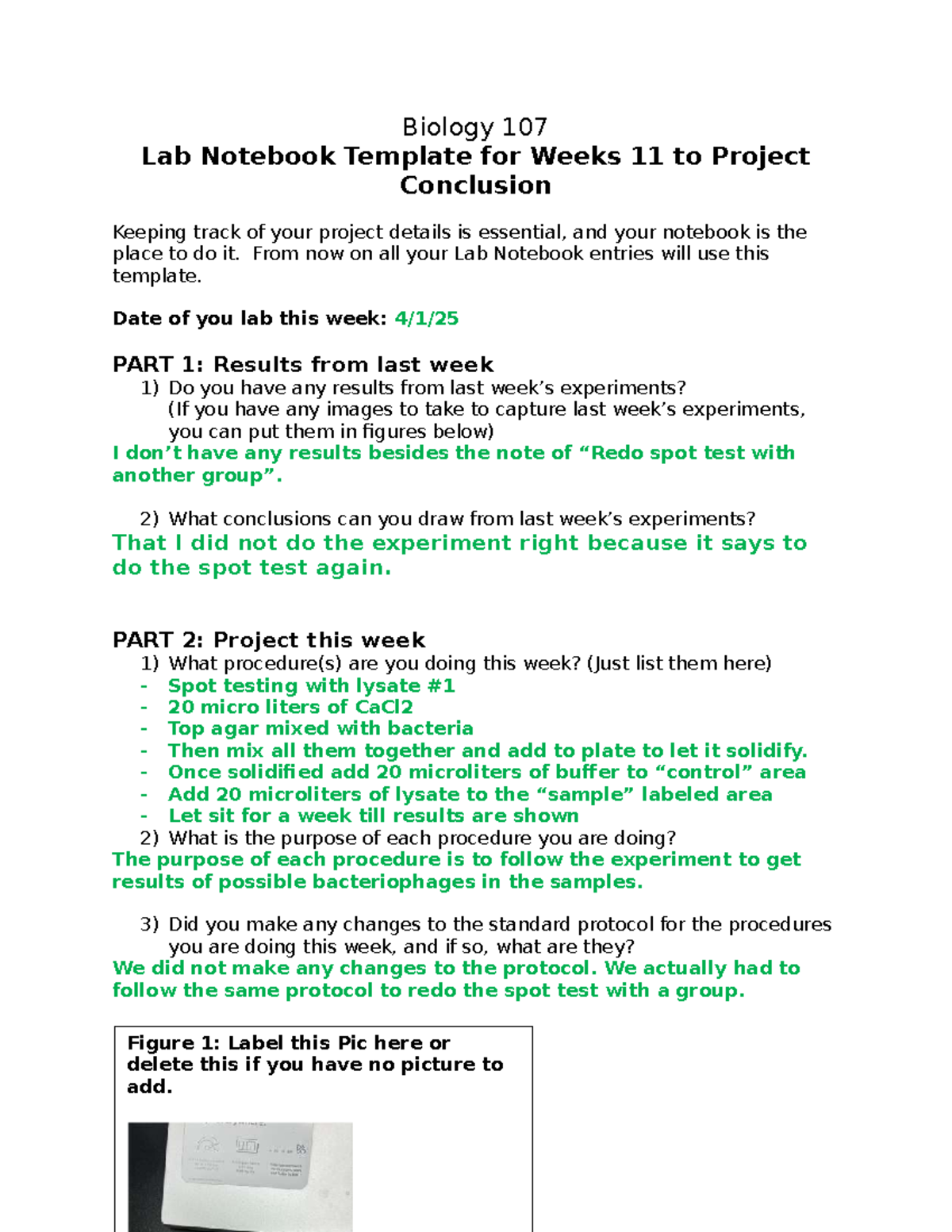 Week 11+ Notebook Template Sp 25 - Biology 107 Lab Notebook Template ...