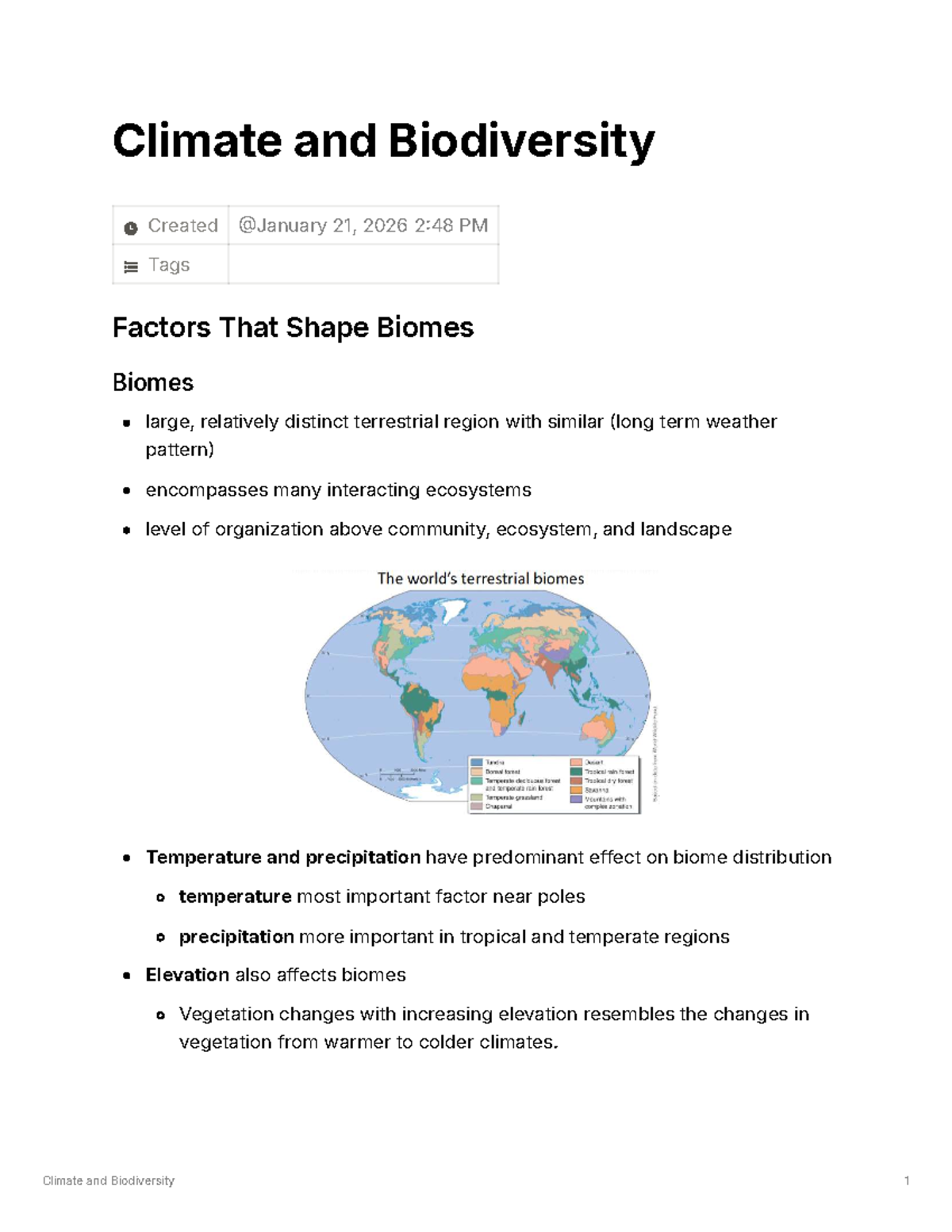 Climate and Biodiversity: Understanding Terrestrial Biomes and ...