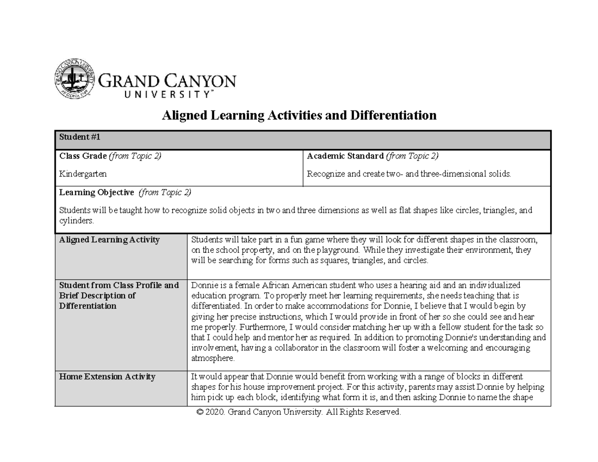 ELM-210-D-T5-Aligned Activities and Differentiation (1) - Aligned ...