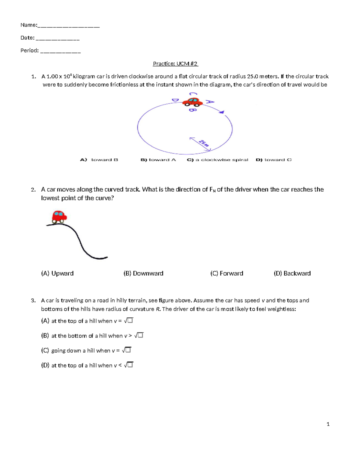 Practice UCM #2 - Physics Homework on Circular Motion and Gravity - Studocu