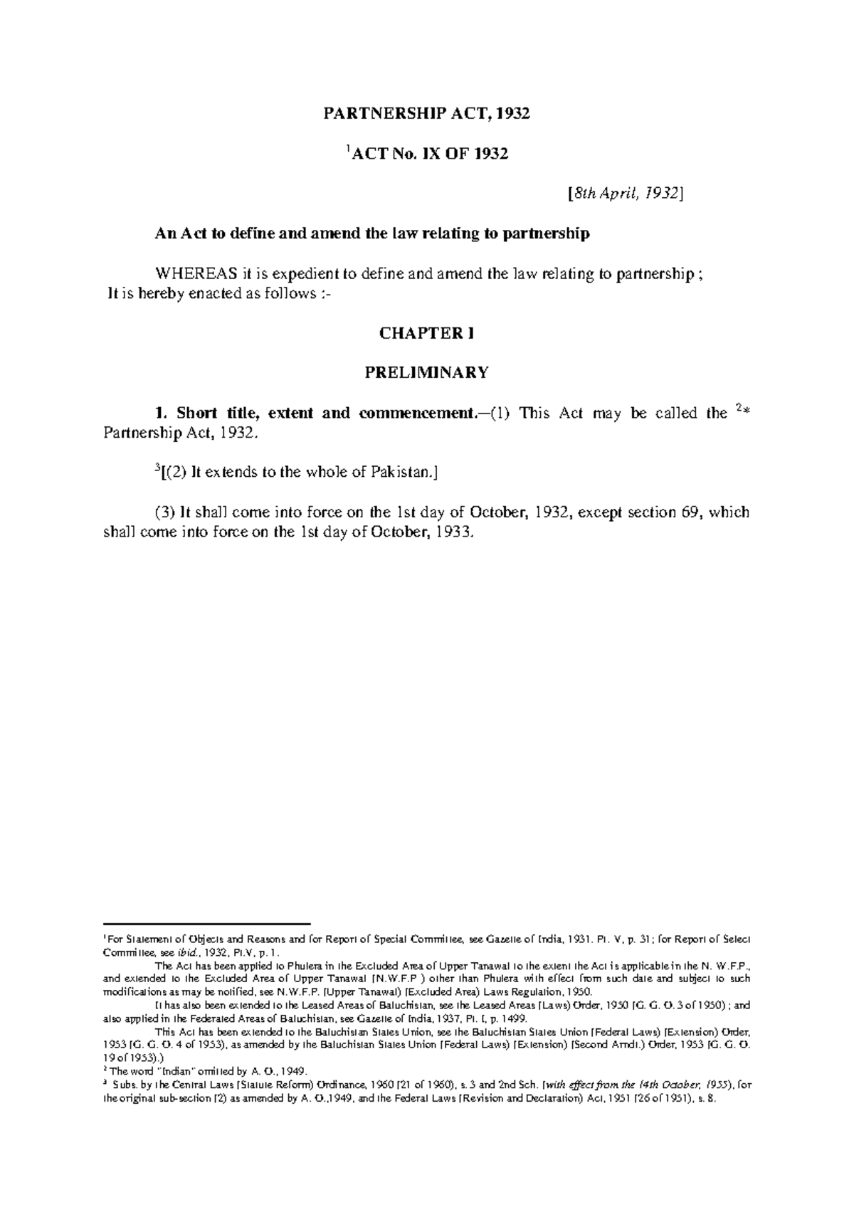 Partnership Act, 1932: Comprehensive Overview and Key Provisions - Studocu