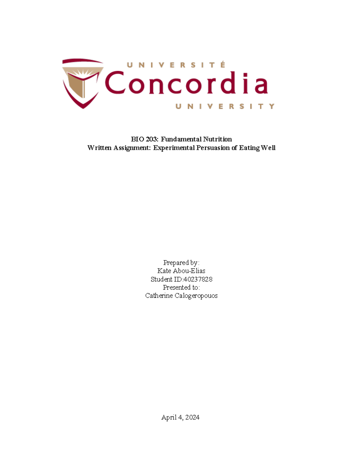 BIO 203: Written Assignment on Nutritional Analysis of Recipes - Studocu