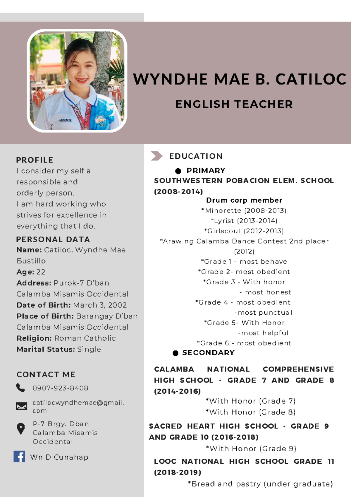 Cv wyndhe - CURRICULUM VITAE - P R O F I L E I consider my self a ...