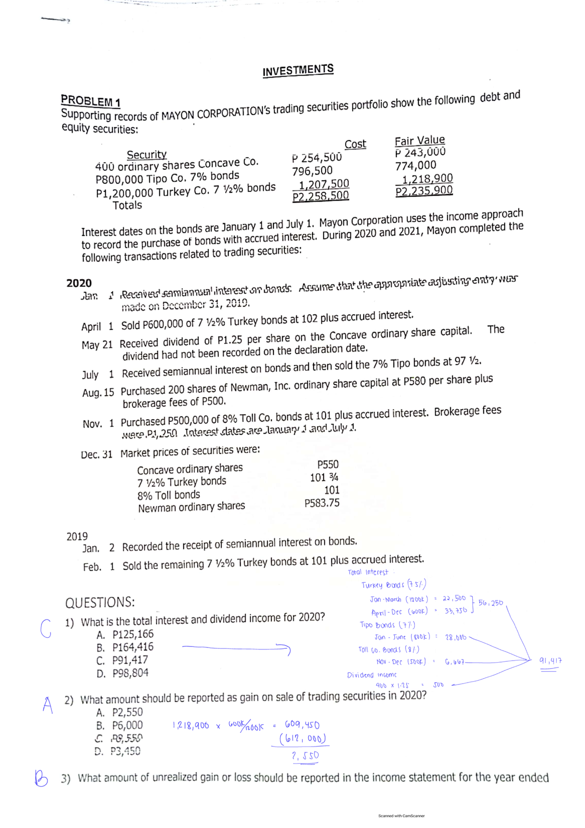 Investment Quiz 202504091507: Trading Securities Analysis and Gains ...