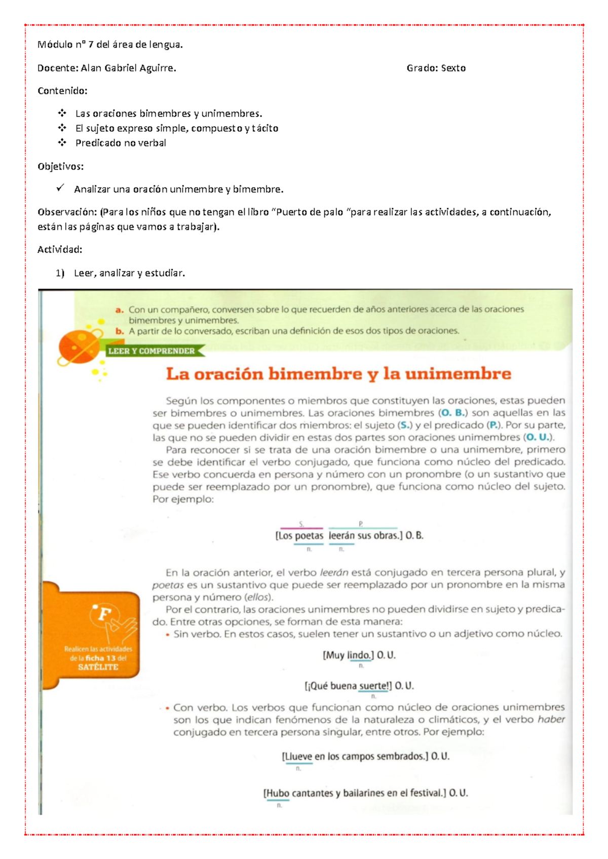 Lengua 6TO- Modulo 7-2904 - Módulo n° 7 del área de lengua. Docente ...