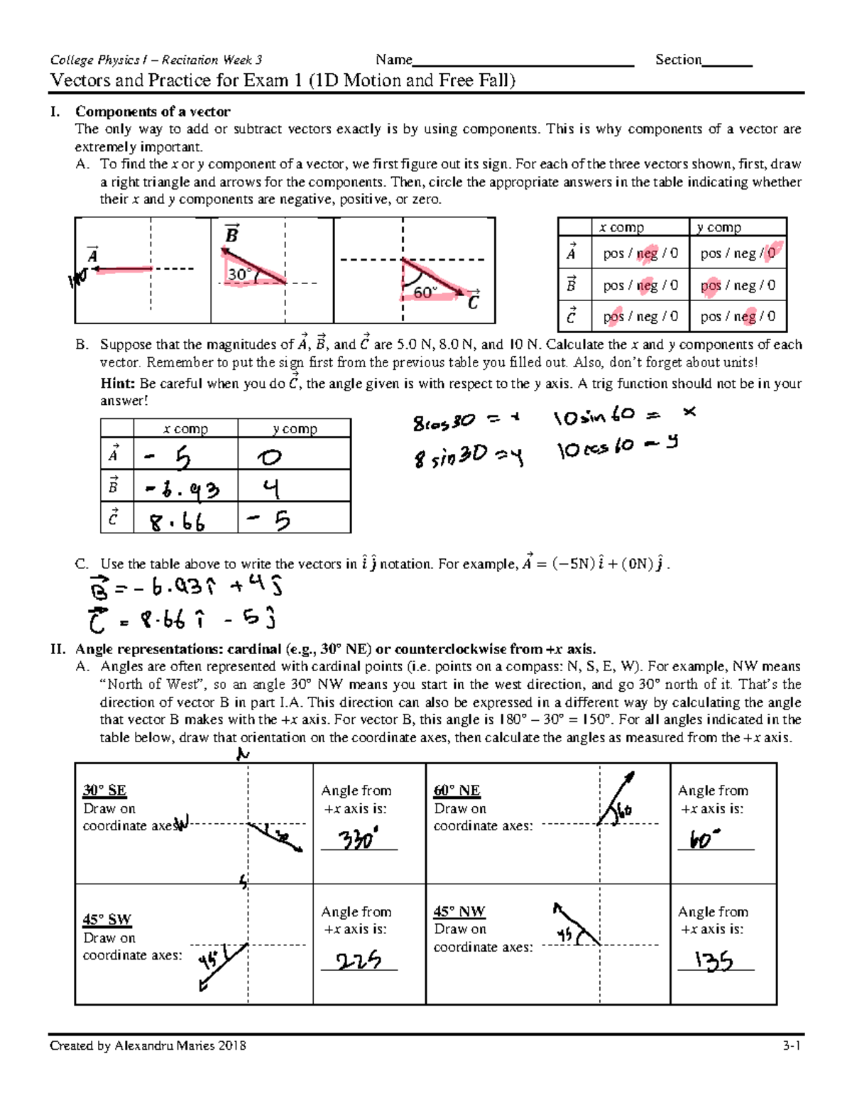CP1+Recitation+-+Week+03+-+Vectors+and+1D+motion 3 - College Physics I ...