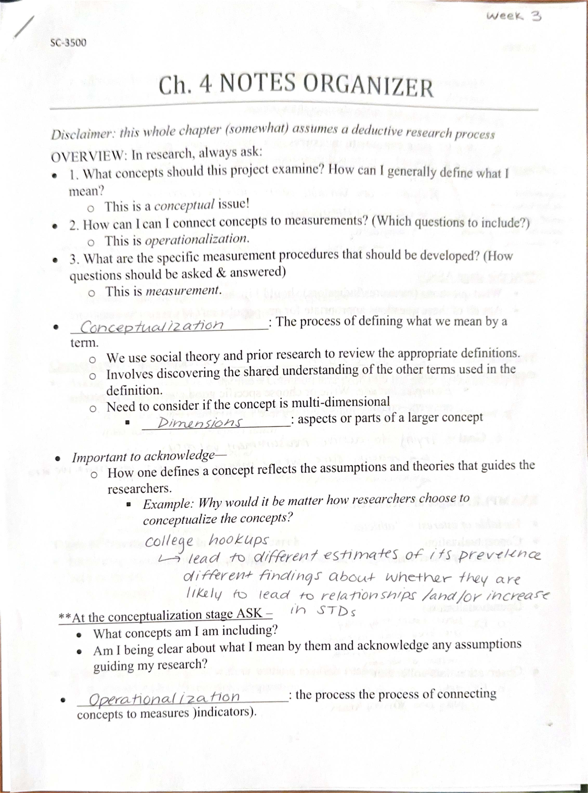 Week 3 Ch. 4 Notes Organizer for ABC 101 Final Exam - Studocu