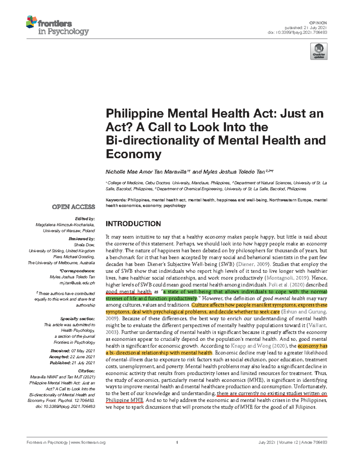 Philippine Mental Health Act: Analyzing Its Impact on Economy and Well ...