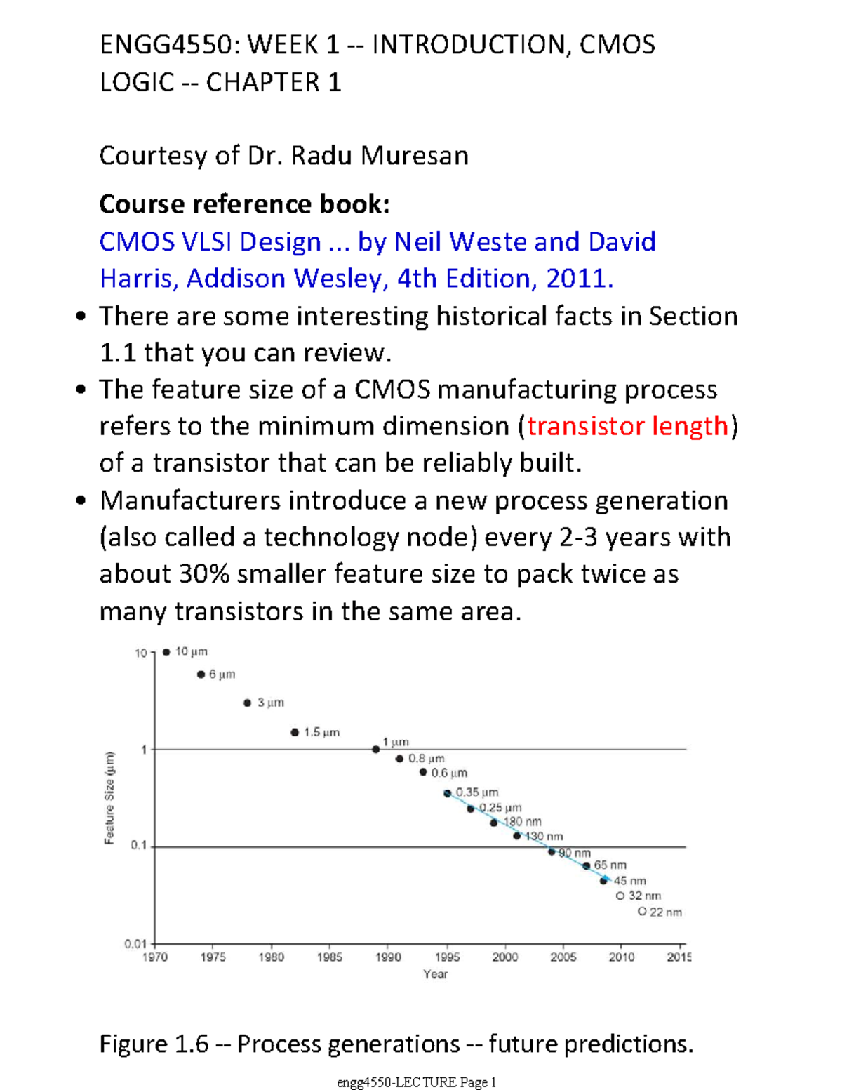 ENGG4550: Week 1 Lecture Notes on CMOS Logic and Technology - Studocu