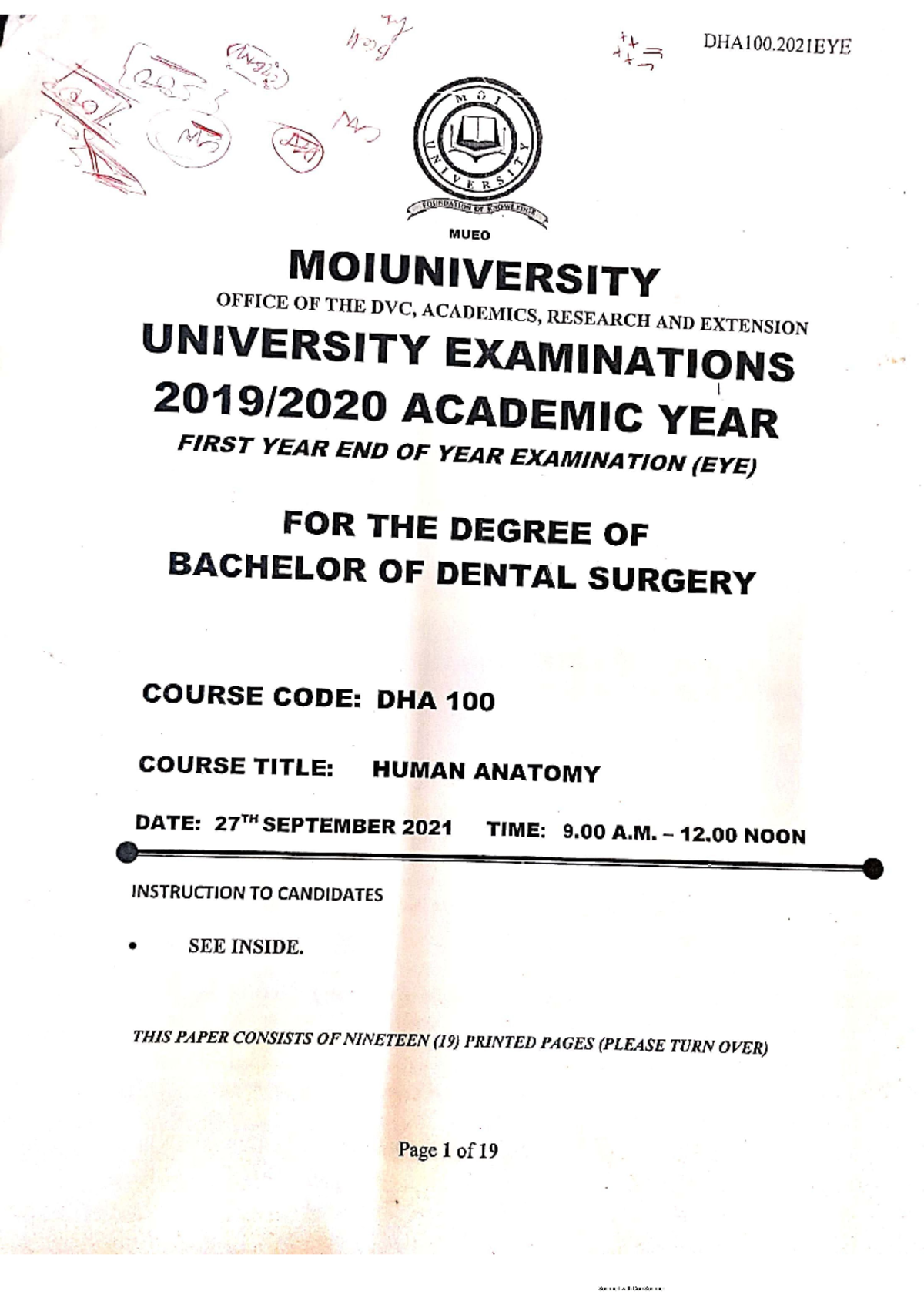BDS 2021 Anatomy - MCQs for Anatomy Exam Review - Studocu