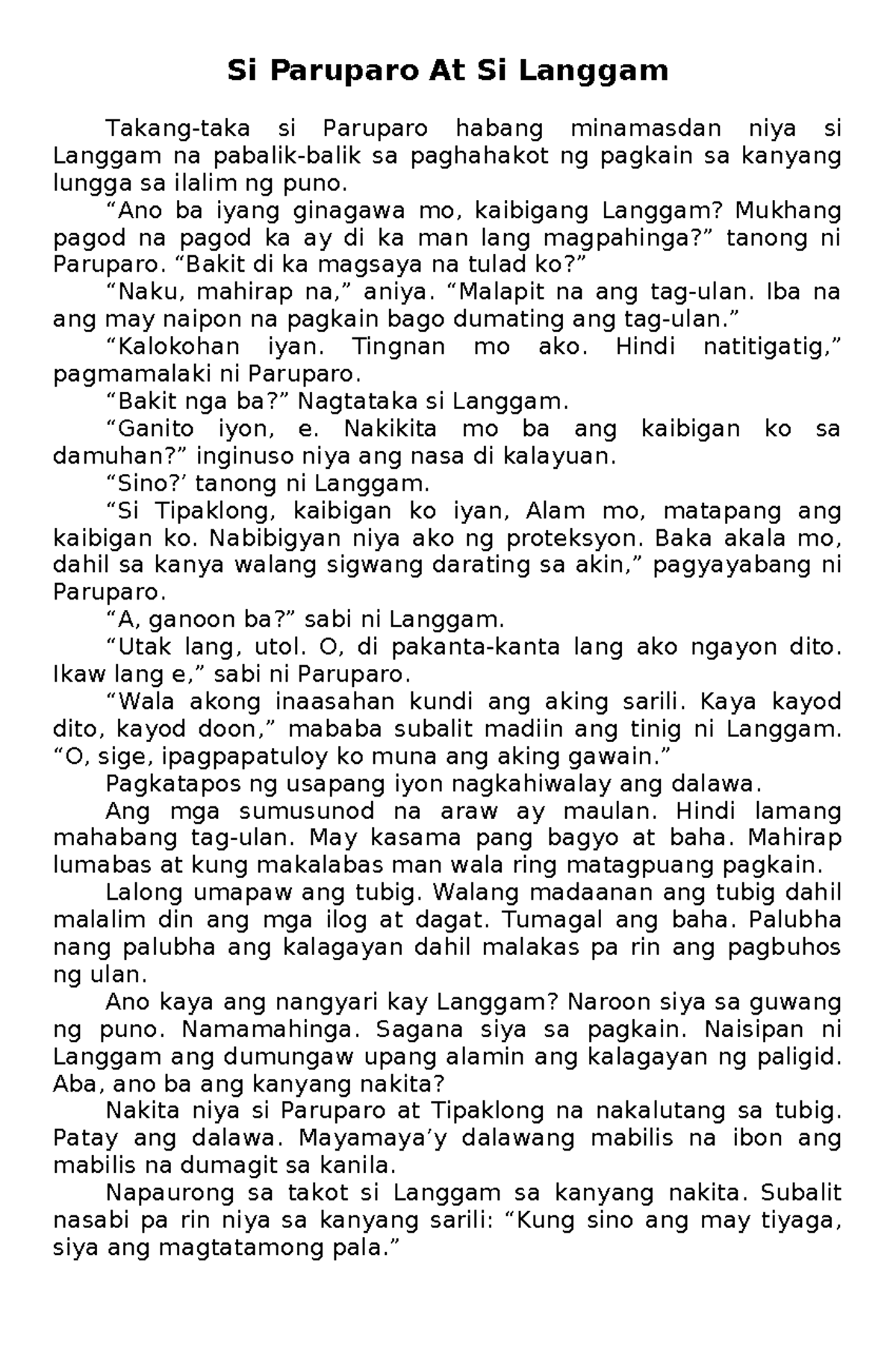 340659457 5 Kwento Grade 3 1 docx - Si Paruparo At Si Langgam Takang ...