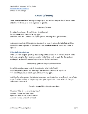 Article-handout - article-handout - GRAMMAR DEFINITE and INDEFINITE ...