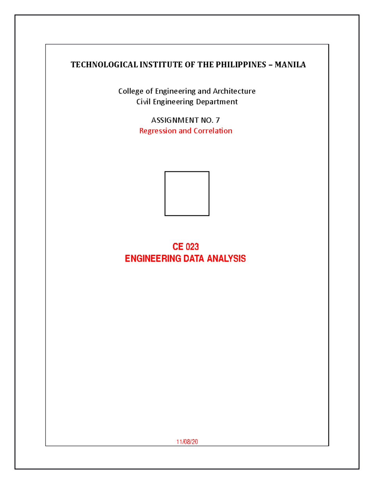 Regression and Correlation - Engineering Data Analysis - TIP - Studocu