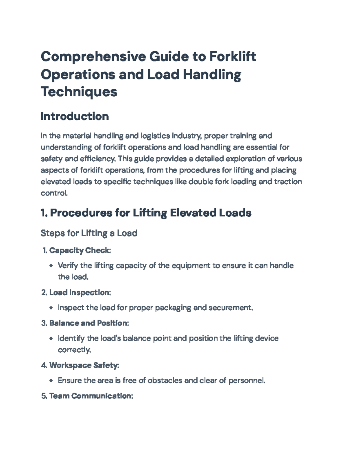 Comprehensive Guide to Forklift Operations and Load Handling Techniques ...