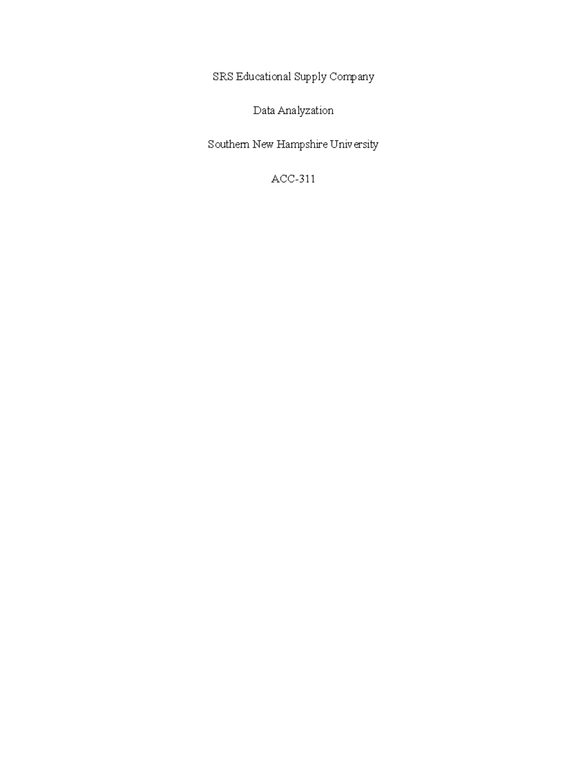 ACC-311 Final Project II: Sales and Budget Analysis for SRS Educational ...