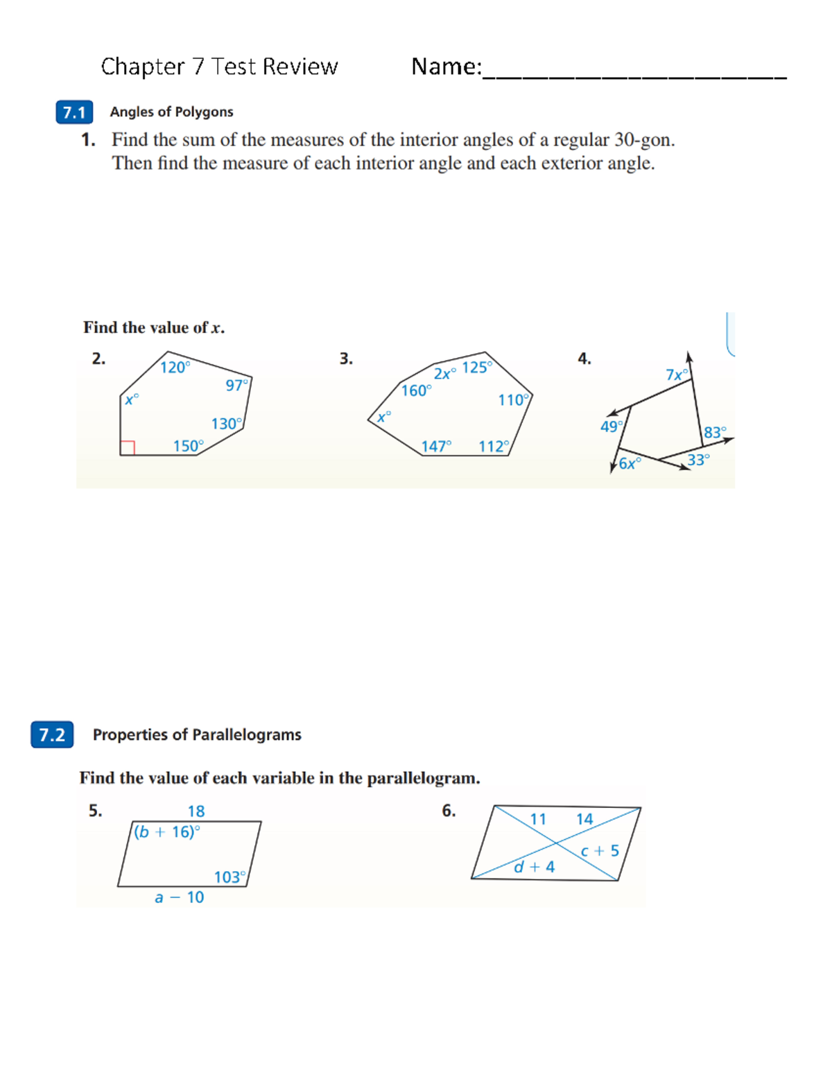 Chapter 7 Test Review - Geometry Concepts and Problem Solving - Chapter ...
