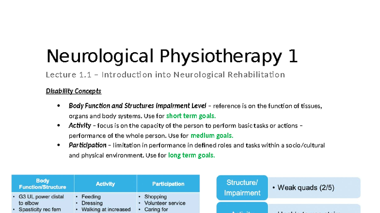 Neurological Rehabilitation and Stroke Management Lecture Notes (PT/OT ...