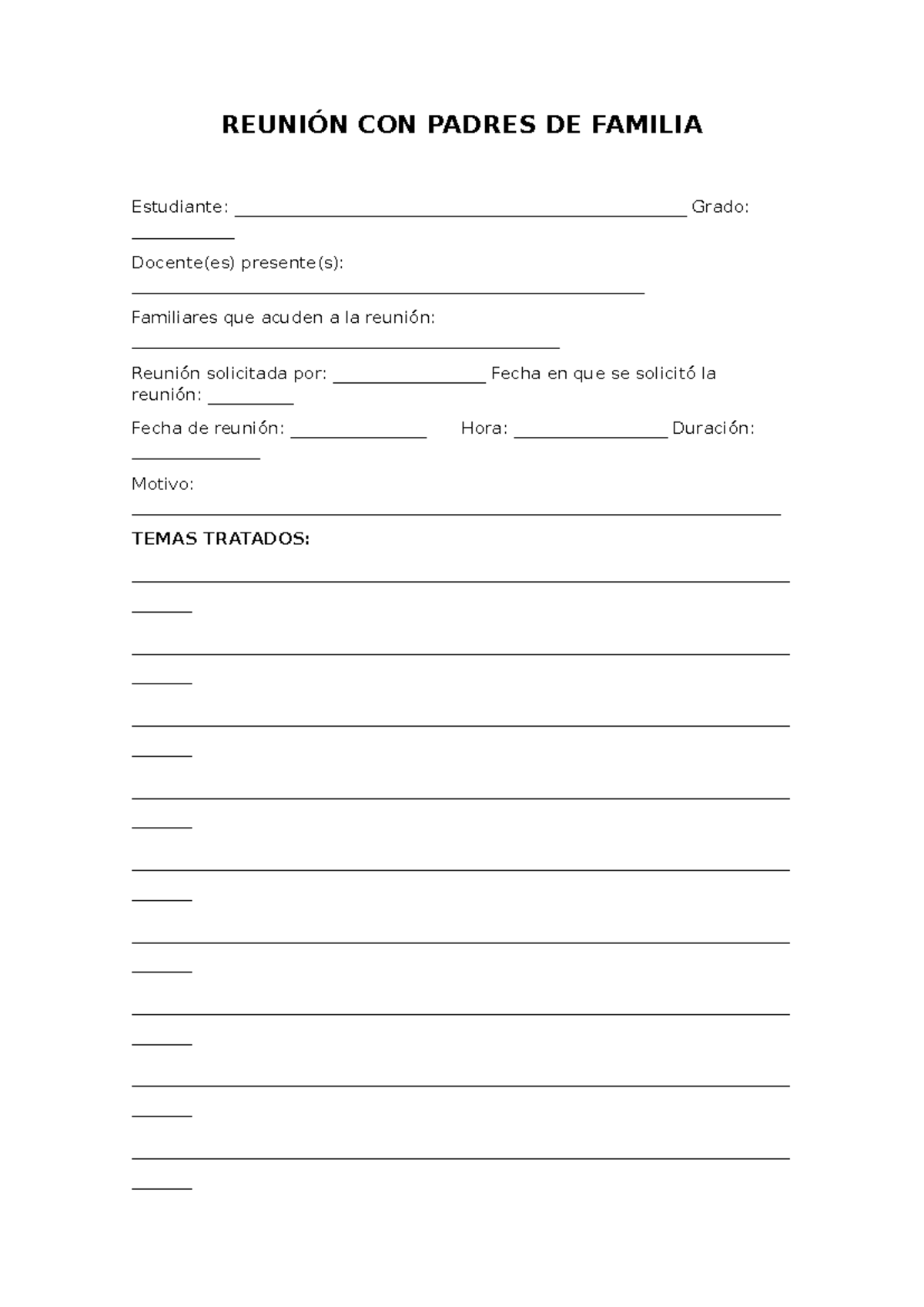 Reunión CON Padres DE Familia - REUNIÓN CON PADRES DE FAMILIA ...
