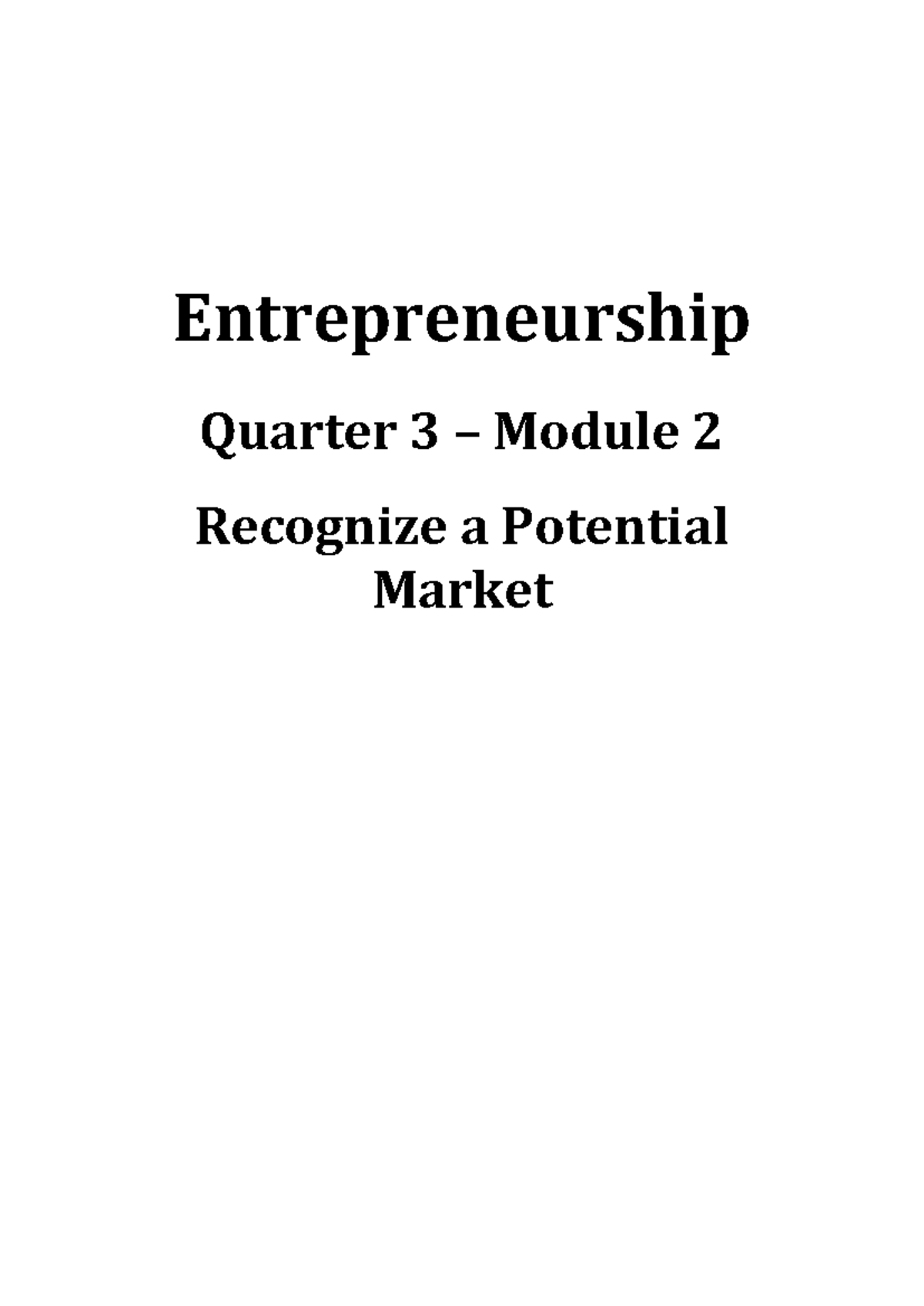 Entrepreneurship-Q3- W2-1 - Entrepreneurship Quarter 3 – Module 2 ...