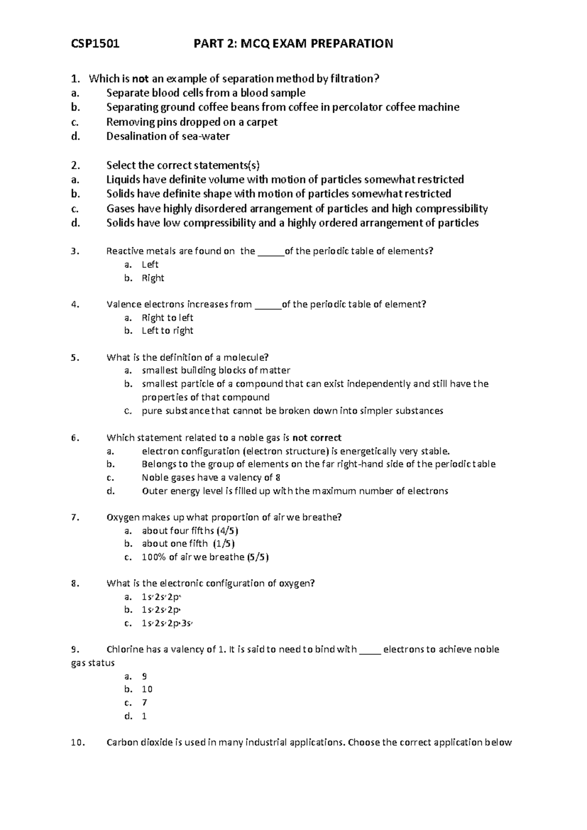 CSP1501 MCQ Exam Prep: Key Concepts and Practice Questions - Studocu