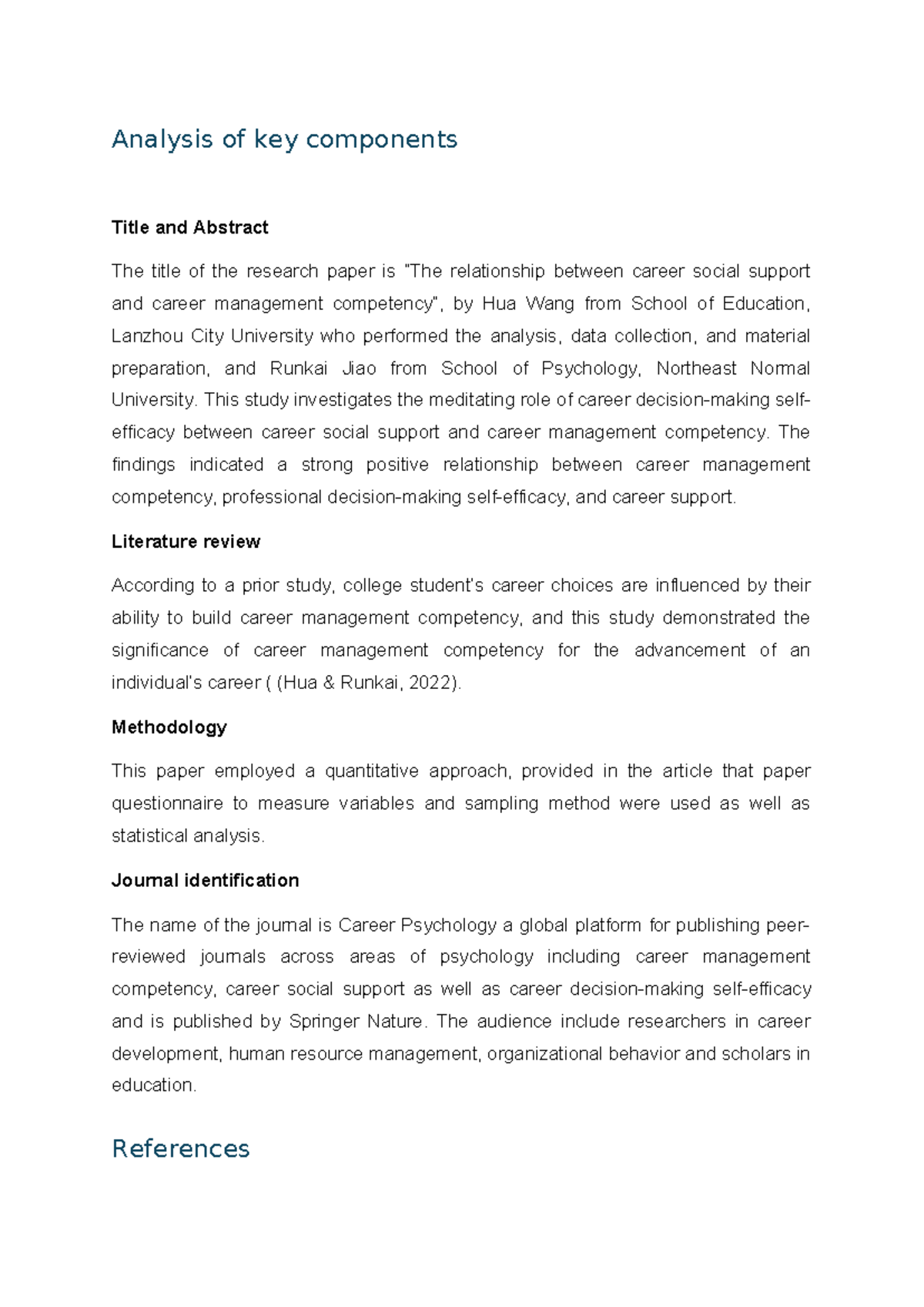 Analysis of key components - Analysis of key components Title and ...