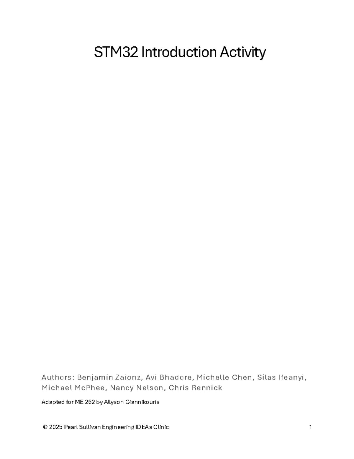 STM32 Introduction Tutorial for ME 262: Key Concepts and Activities ...