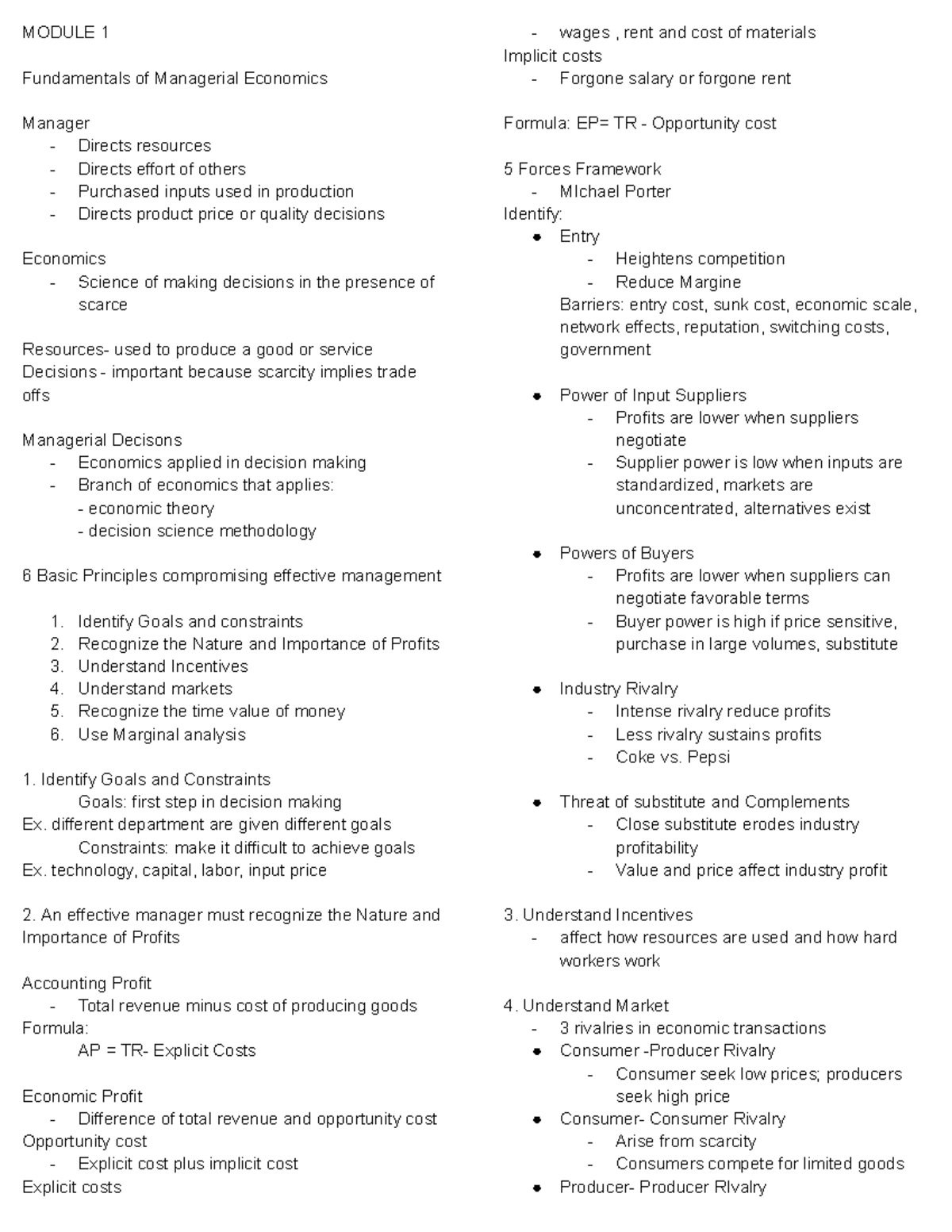 CA5102 Managerial Economics Modules 1-2B Overview and Key Concepts ...