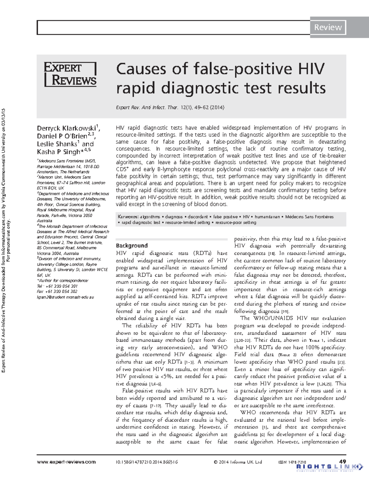 Causa de falsos positivos teste HIV - Causes of false-positive HIV ...