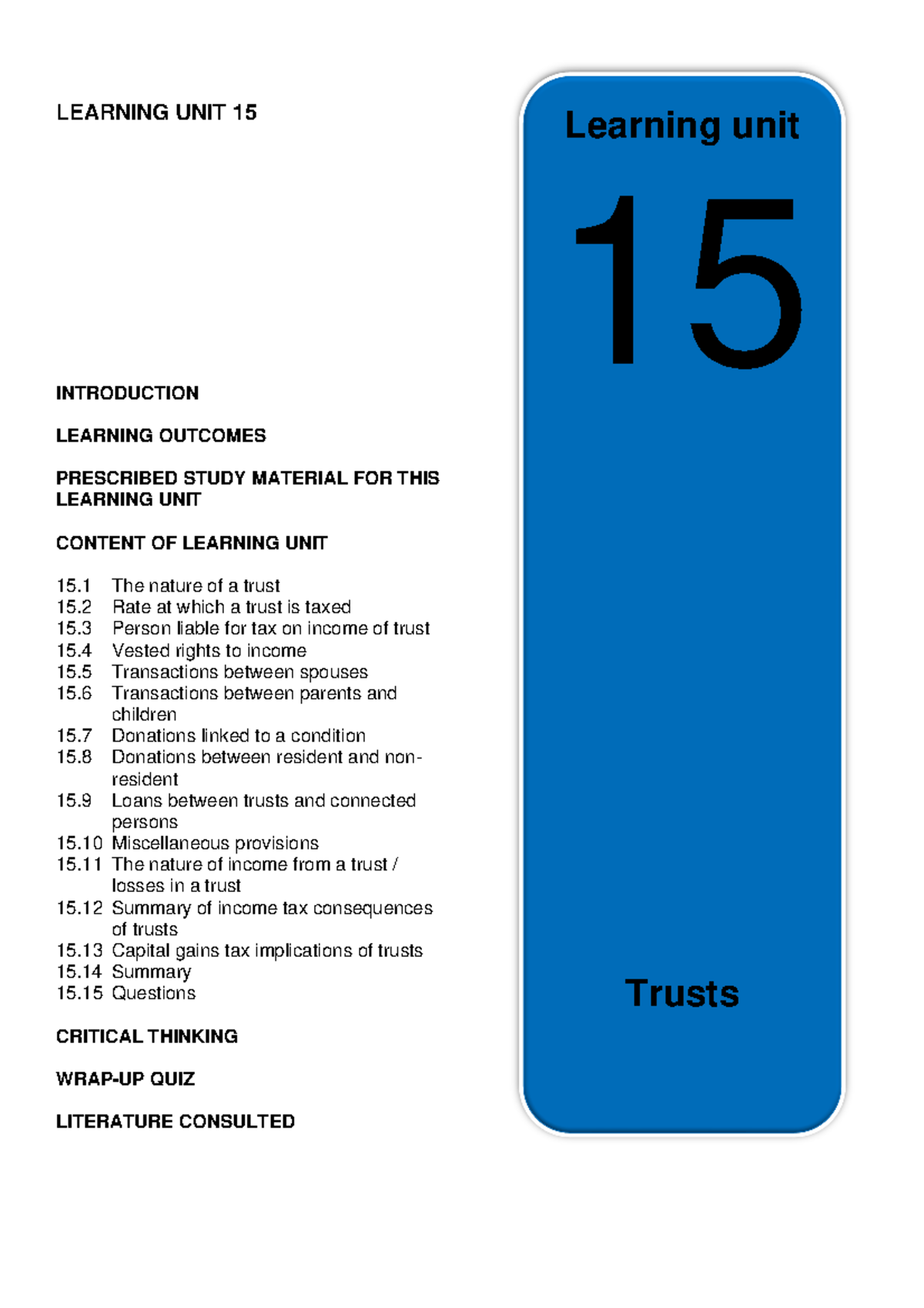 LU15 - Trusts: Understanding Tax Implications and Management - Studocu