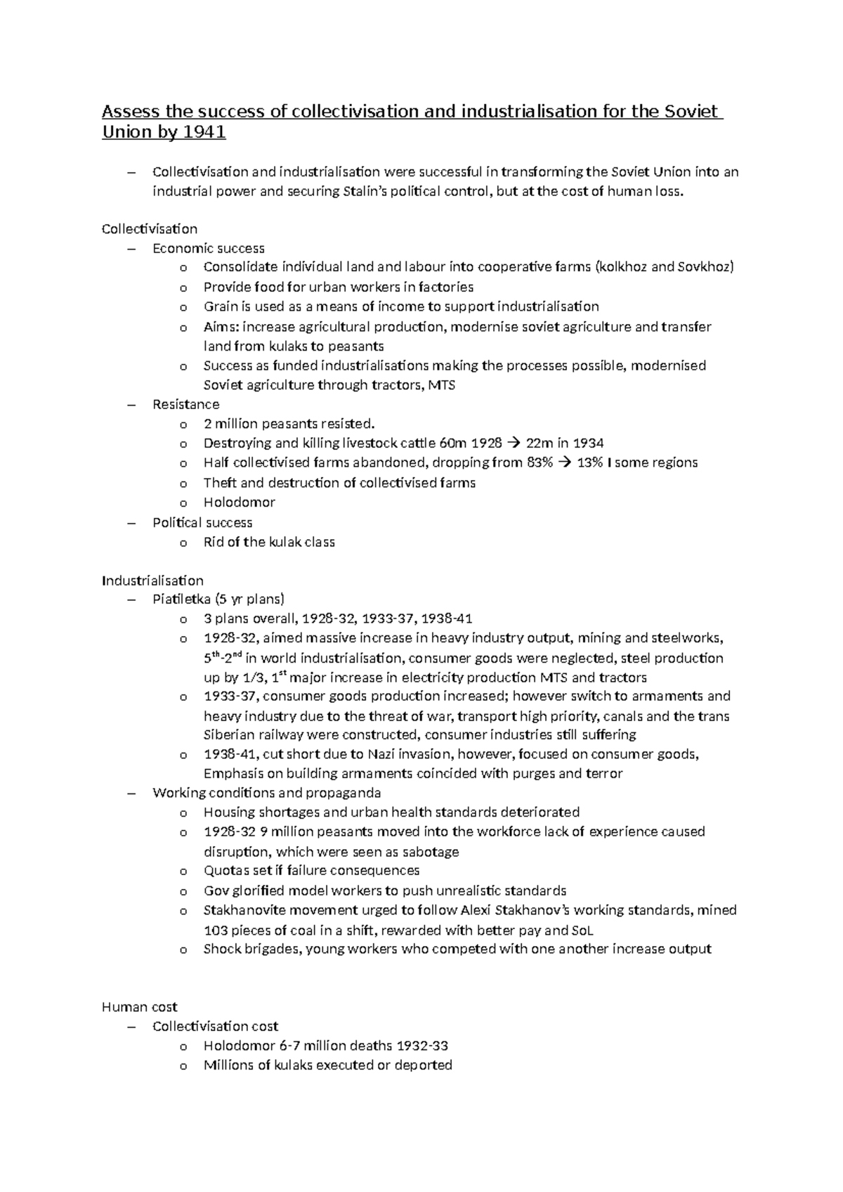 The Soviet State under Stalin: Assessing Collectivisation ...