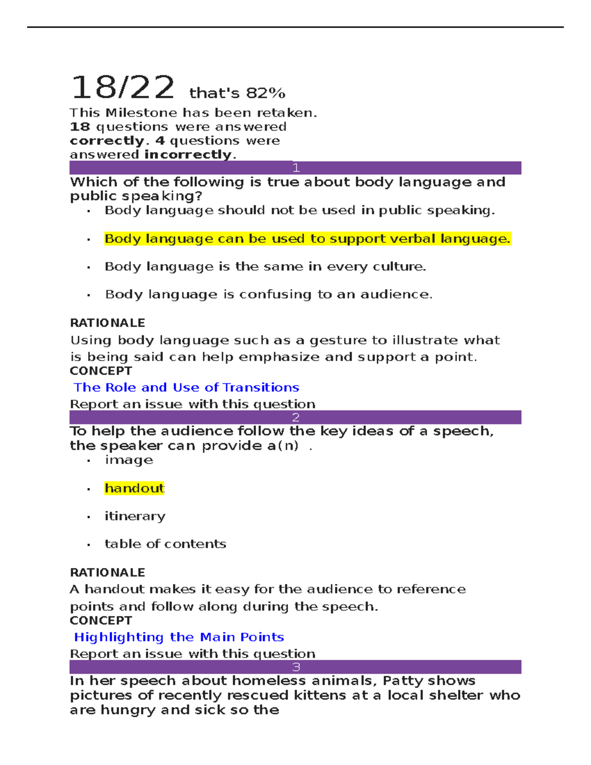 Sophia Public Speaking Milestone 4 Retake - Performance Analysis - Studocu
